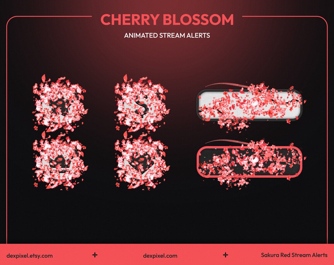 Red Sakura Cherry Blossom Animated Stream Alerts Twitch - Etsy