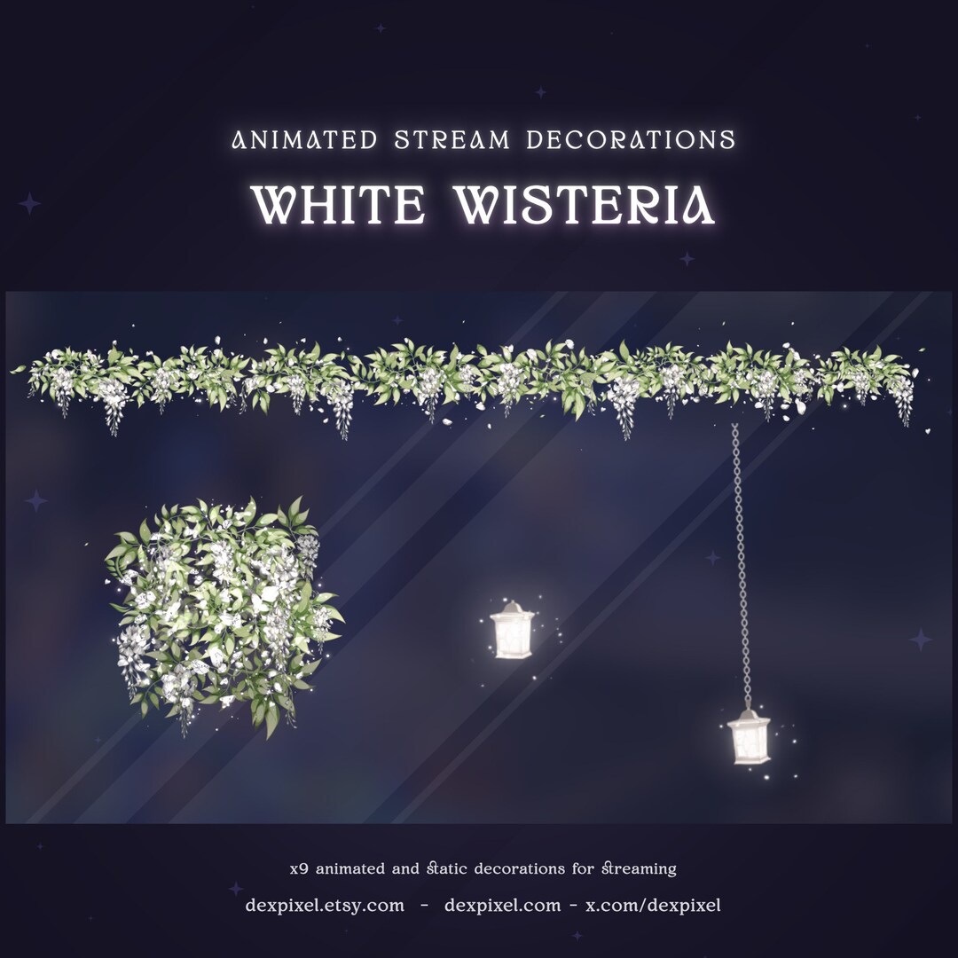 White Wisteria Bloom Flowers Stream Decoration | Animated Deco ...