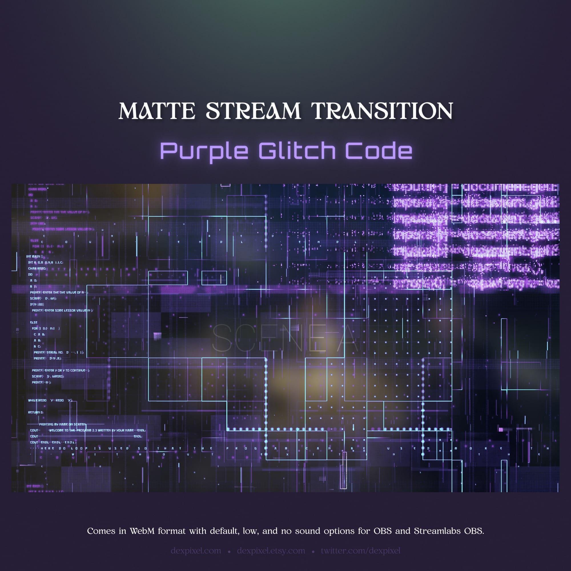 Purple Blue Glitch Code OBS Transition – Cyberpunk Sci-fi Matte Stream ...