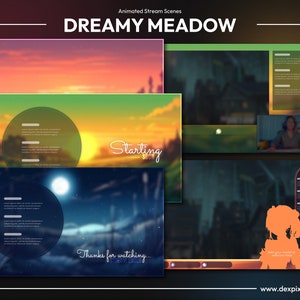 Dreamy Meadow Animated Stream Scenes Pack | Lofi Chill Field Animated ...