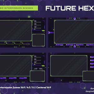 Purple Green Futuristic Hexagonal Animated Stream Pack | Hex Glitch ...