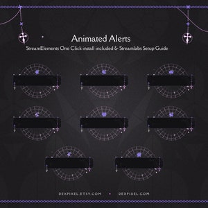 Purple Dark Goth Animated Stream Pack | Chatting and Game Animated Overlays | Animated Alerts ...