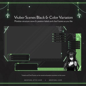 Dark Black and Green Goth Animated Stream Pack | Chatting Animated ...
