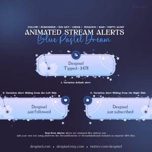 Blue Pastel Dream Animated Stream Alerts | Cute Pastel Flowers ...
