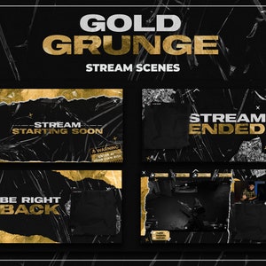 Gold Grunge Stream Livestream Package Twitch Streaming Overlays Panels ...