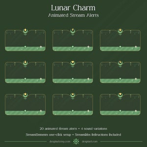 Green Lunar Charm Celestial Animated Stream Alerts | X20 Animated ...