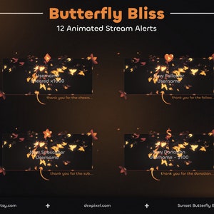 Butterfly Bliss Sunset Orange Pastel Alerts | Butterflies Twitch Alerts ...