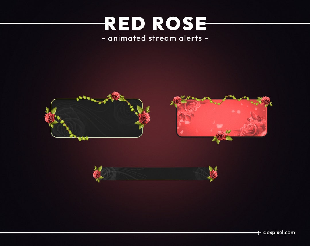 Red Rose Animated Stream Alerts | Twitch Stream Notifications | Pastel ...