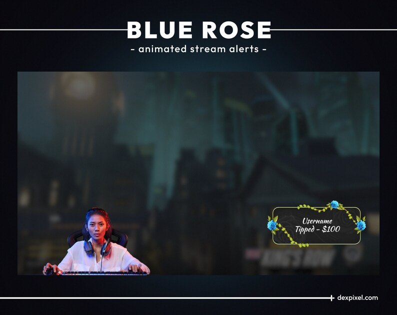 Blue Rose Animated Stream Alerts | Twitch, Youtube, Facebook - Etsy