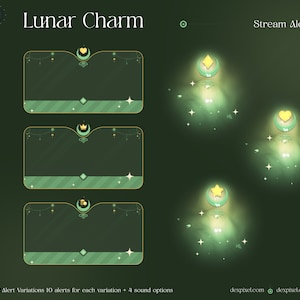 Green Lunar Vtuber Stream Pack | Animated Overlays, Alerts - Etsy