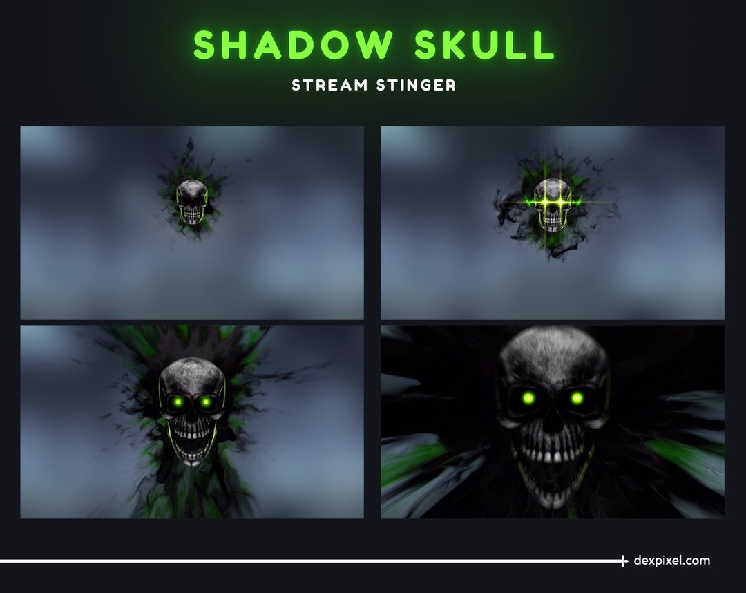 Green Shadow Skull Stream Switch Transition Halloween Scary - Etsy