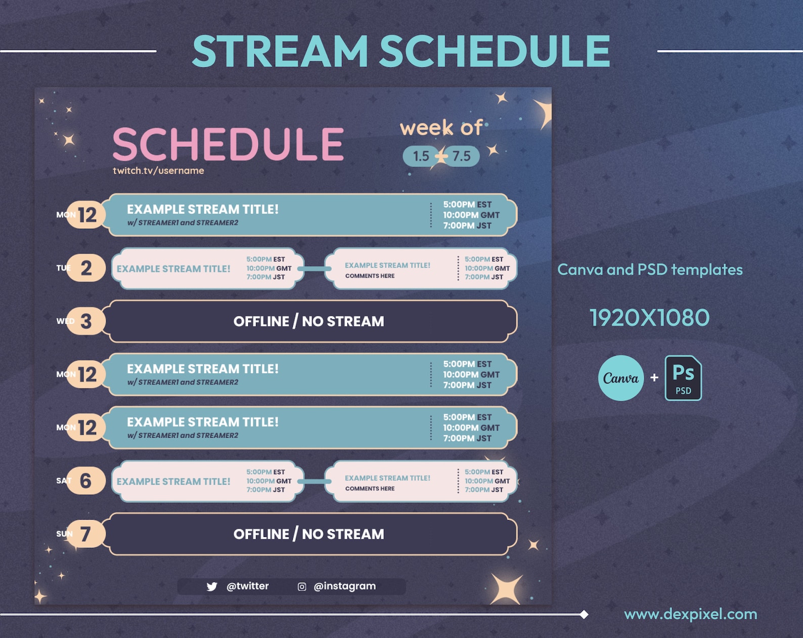 Glowing Stars Stream Schedule | Vtuber Schedule | Simple Weekly ...