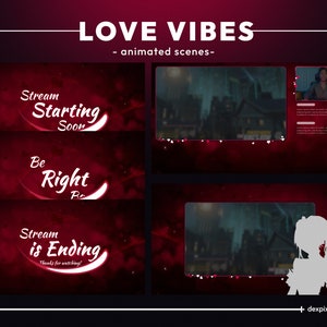 Red Love Vibes Animated Twitch Stream Scenes Animated Stream Overlays ...