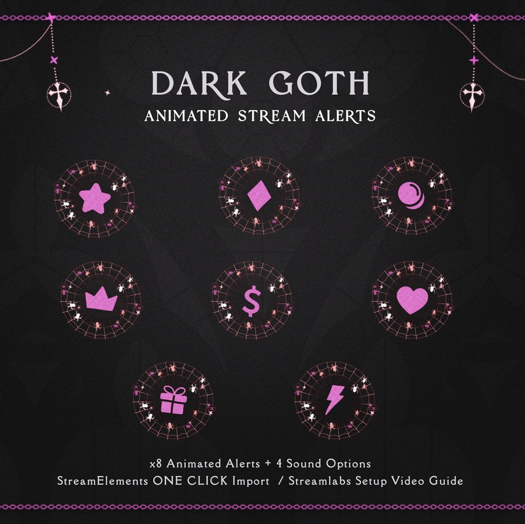 Dark Gothic Pink Spiders Animated Alerts| Halloween Goth Stream Alerts ...