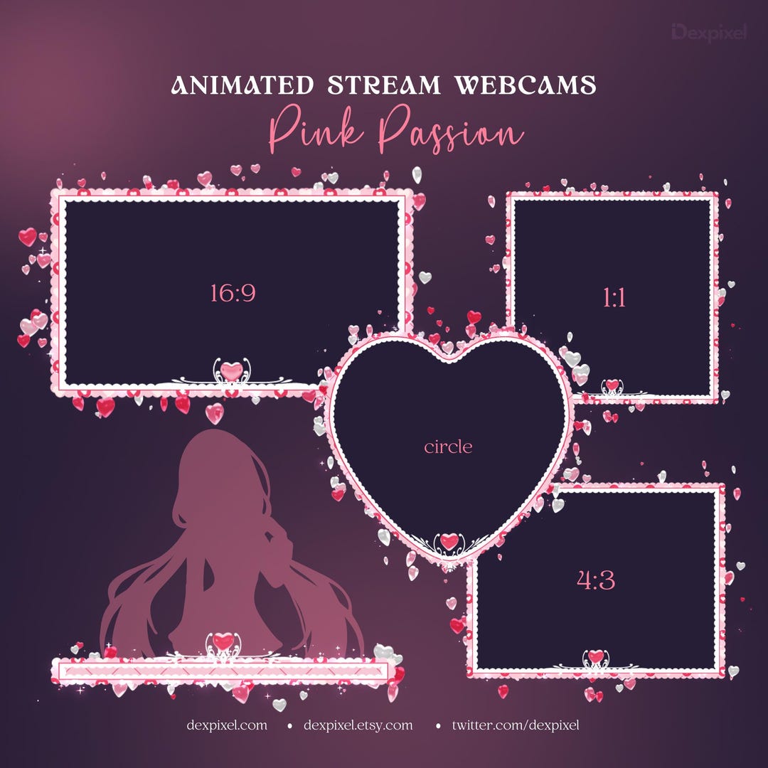 Pink Passion Heart Webcam Frame | Cute Valentine Gaming Overlays ...