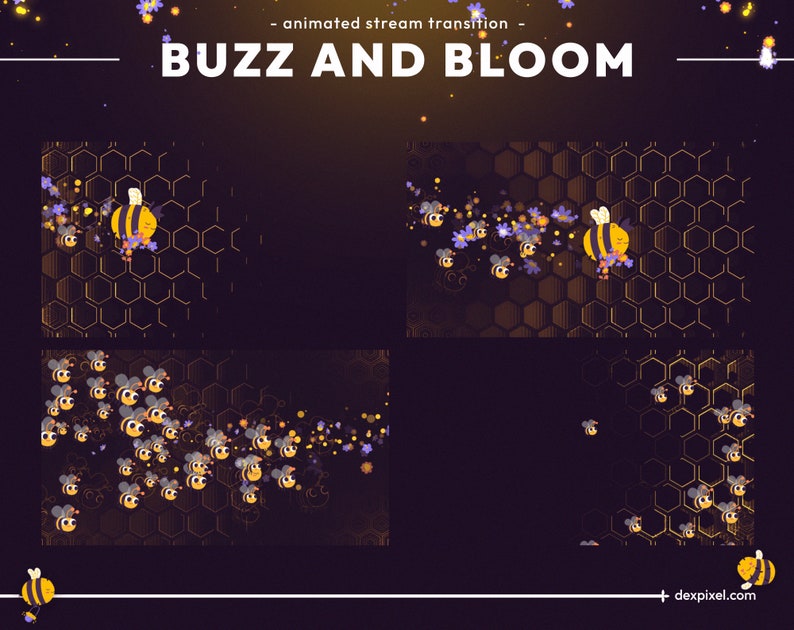 Buzz and Bloom Cute Bees Cartoon Transition Spring Stream - Etsy