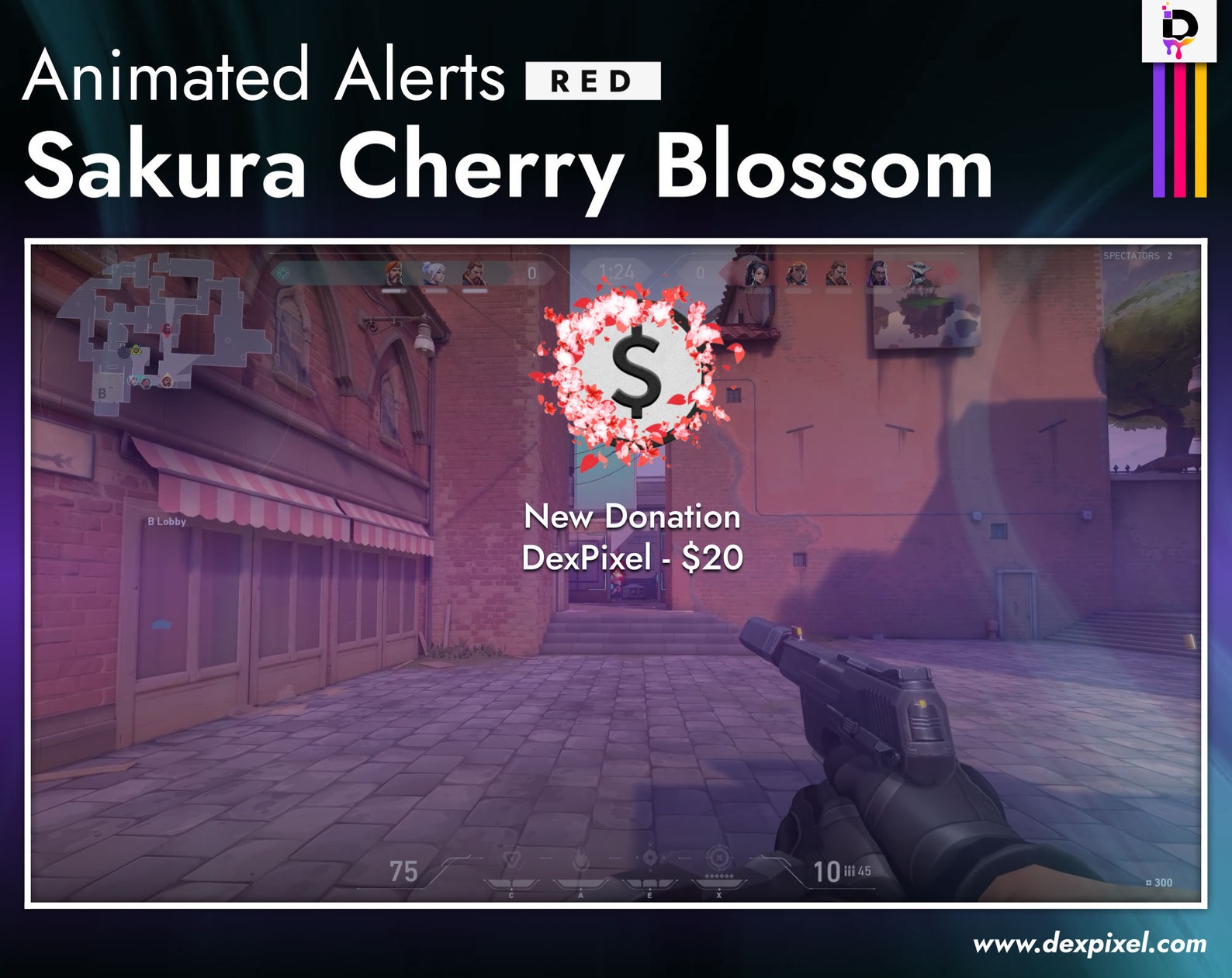 Red Sakura Cherry Blossom Animated Stream Alerts. Twitch - Etsy