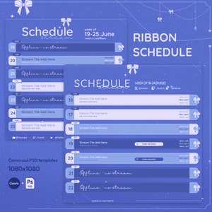 Light Blue Pastel Ribbon Stream Schedule | Cute Pastel Vtuber Schedule ...
