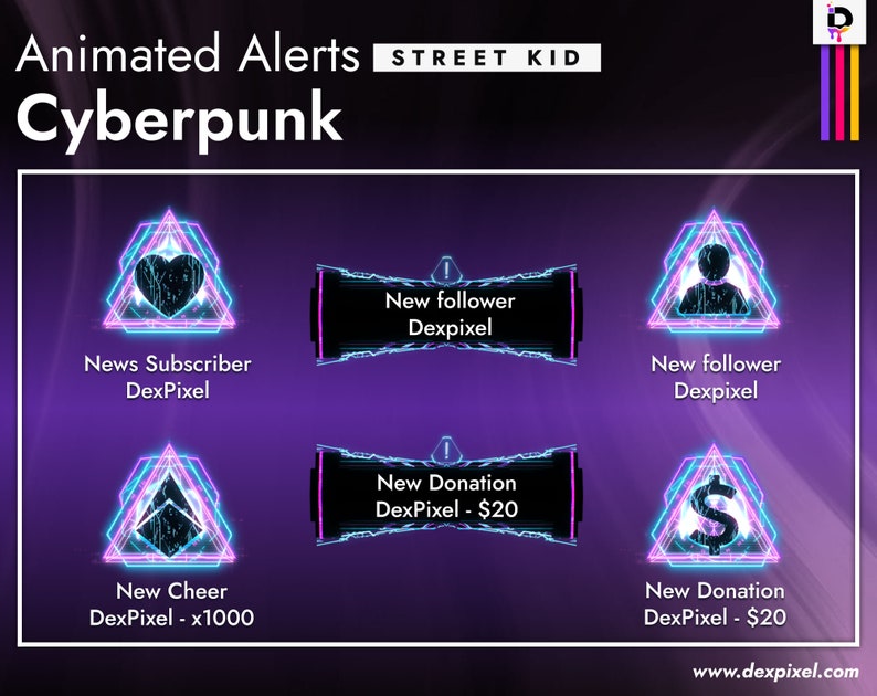Cyberpunk Purple Animated Twitch Stream Alerts. Sci Fi Alerts - Etsy