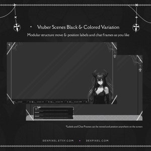 Vtuber Black and White Goth Animated Stream Pack | Chatting Game Animated Overlays | Vampire ...