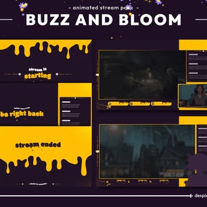 Buzz and Bloom Cute Bees Stream Pack | Bees and Honey Animated Scenes ...