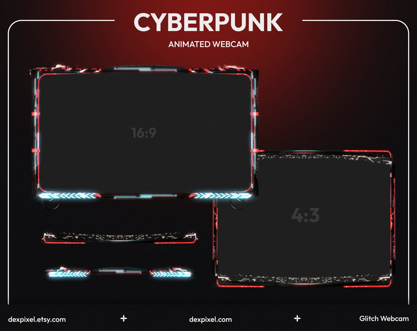 Cyberpunk Red Animated Stream Webcam Glitch Stream Came Border Frame ...