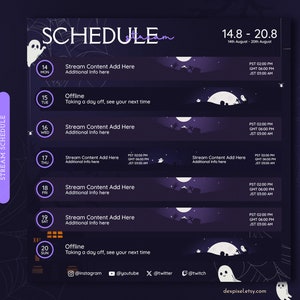 Spooky Stream Schedule | Vtuber Schedule | Halloween Weekly Schedule ...