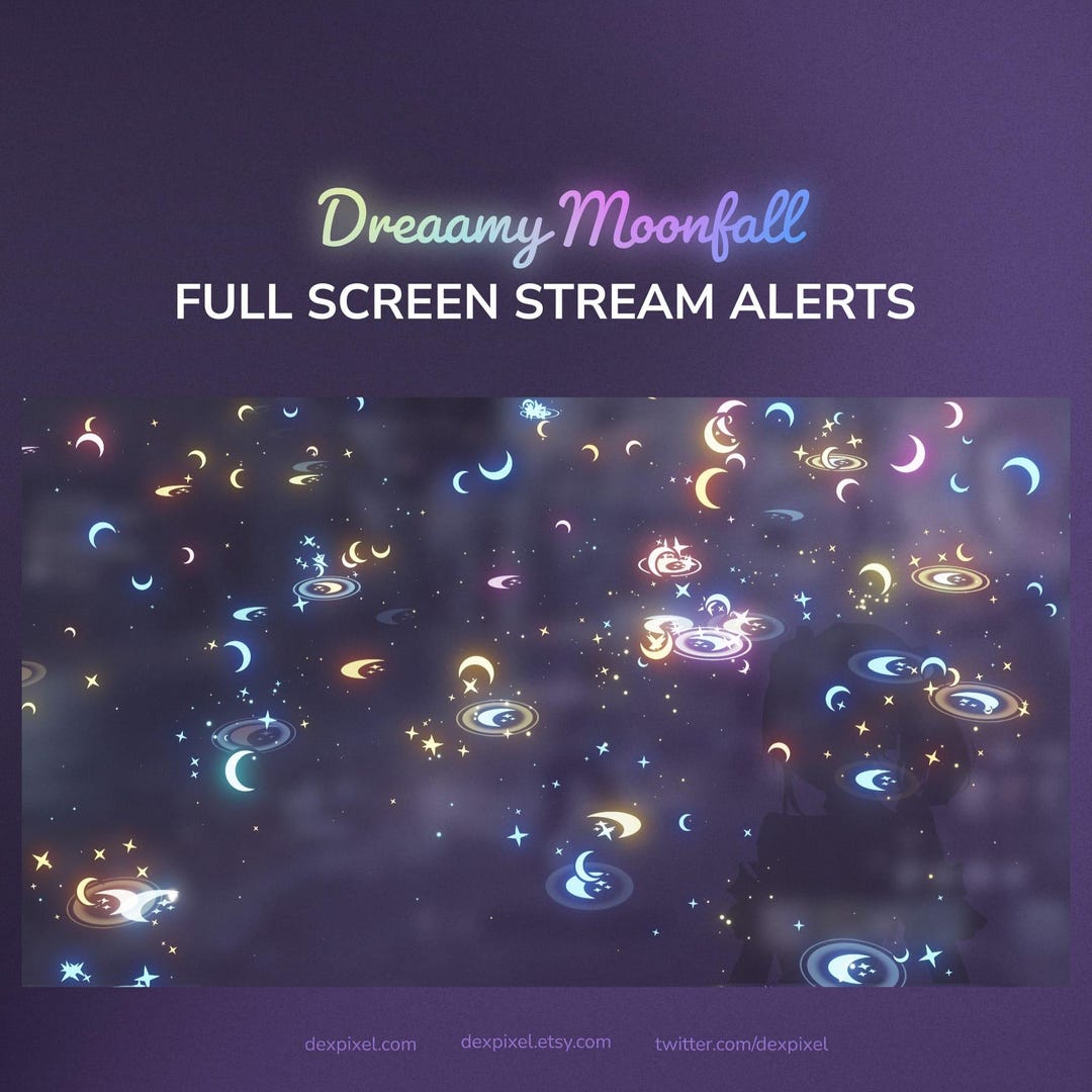 Dreamy Moonfall Glowing Moons Stream Full-screen Animated Twitch Alerts ...