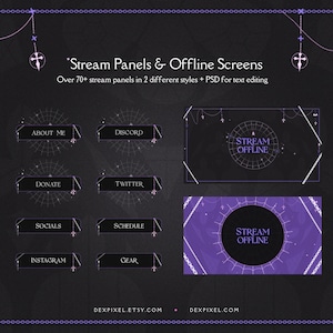 Purple Dark Goth Animated Stream Pack | Chatting and Game Animated Overlays | Animated Alerts ...