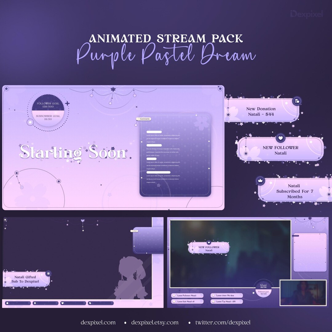 Purple Purple Dream Animated Stream Pack | Celestial Flower Chatting ...