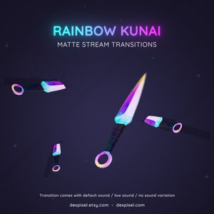Rainbow Neon Kunai Knife Stream Transition | Twitch Vtuber Stinger - Etsy