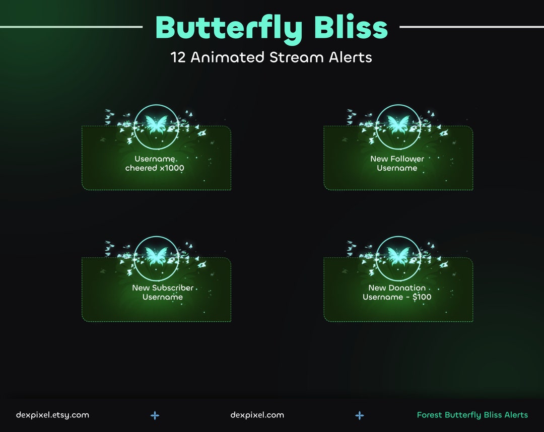 Butterfly Stream Alerts | Animated Twitch Notifications (12 Files) - Etsy