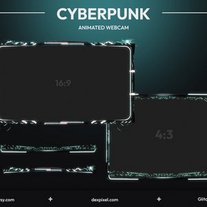 Cyberpunk Cyan Blue Animated Stream Webcam | Glitch Stream Came Border ...