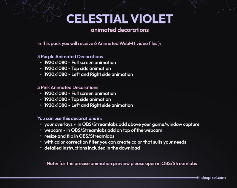 Celestial Violet Animated Vtuber Stream Decoration - Etsy