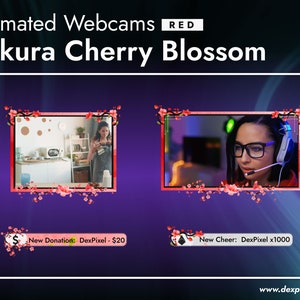 Red Sakura Animated Cherry Blossom Stream Webcam. Twitch - Etsy