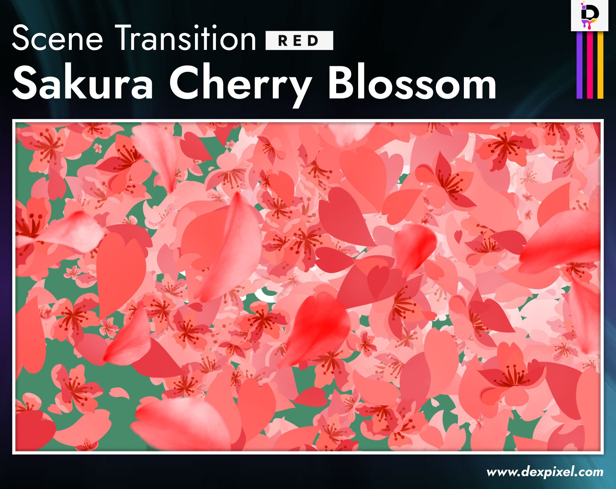Red Sakura Cherry Blossom Transition. OBS Stinger Animated - Etsy