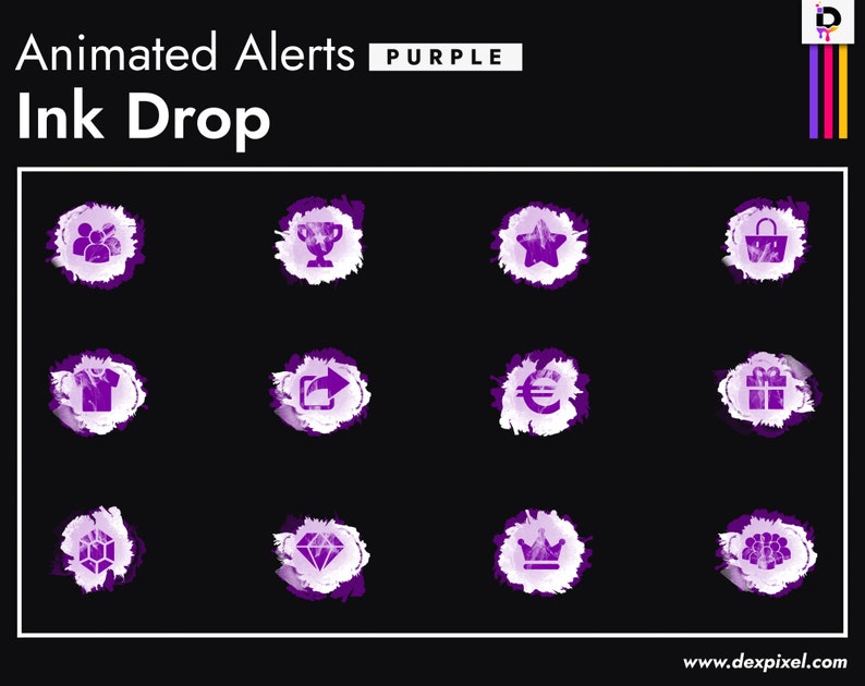 Purple and White Ink Drop Animated Alerts for Streaming on - Etsy