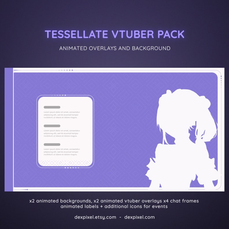 Purple Lavender Vtuber Stream Pack | Animated Overlays - Etsy