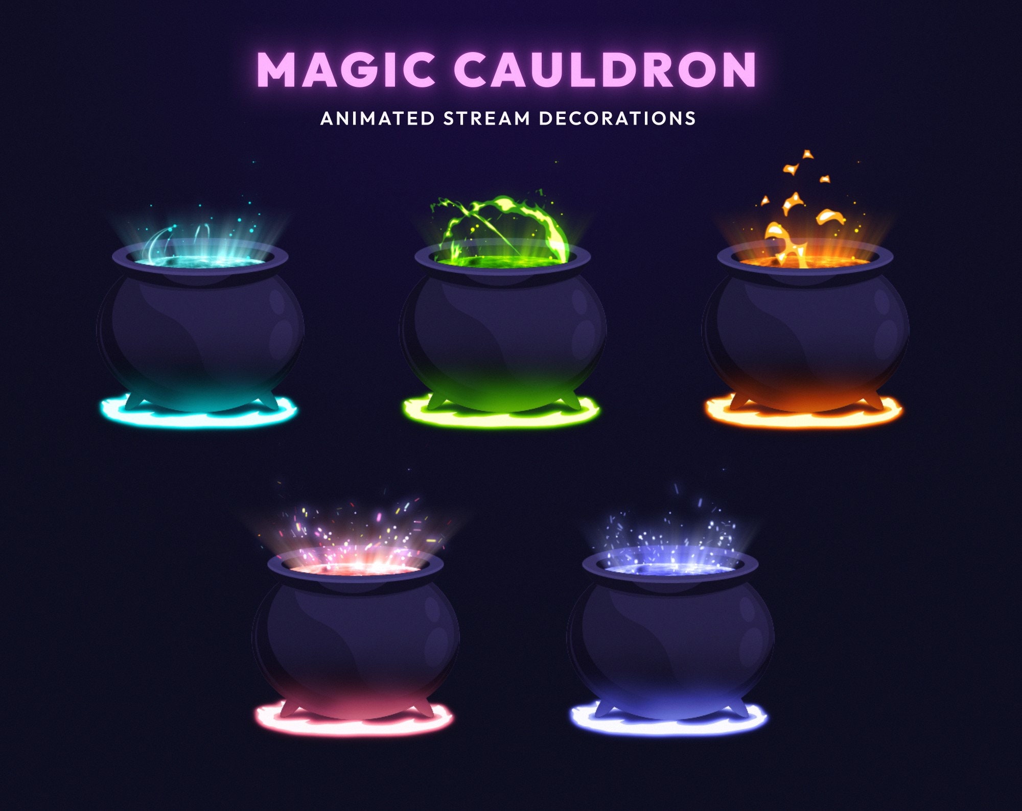Animated Magic Cauldron Stream Decoration: 10 Potion Colors (digital ...