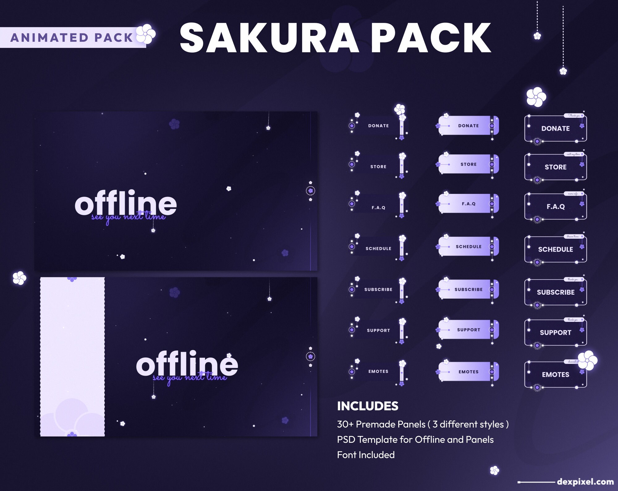 Sakura Purple Animated Stream Pack Cherry Blossom Animated - Etsy Ireland