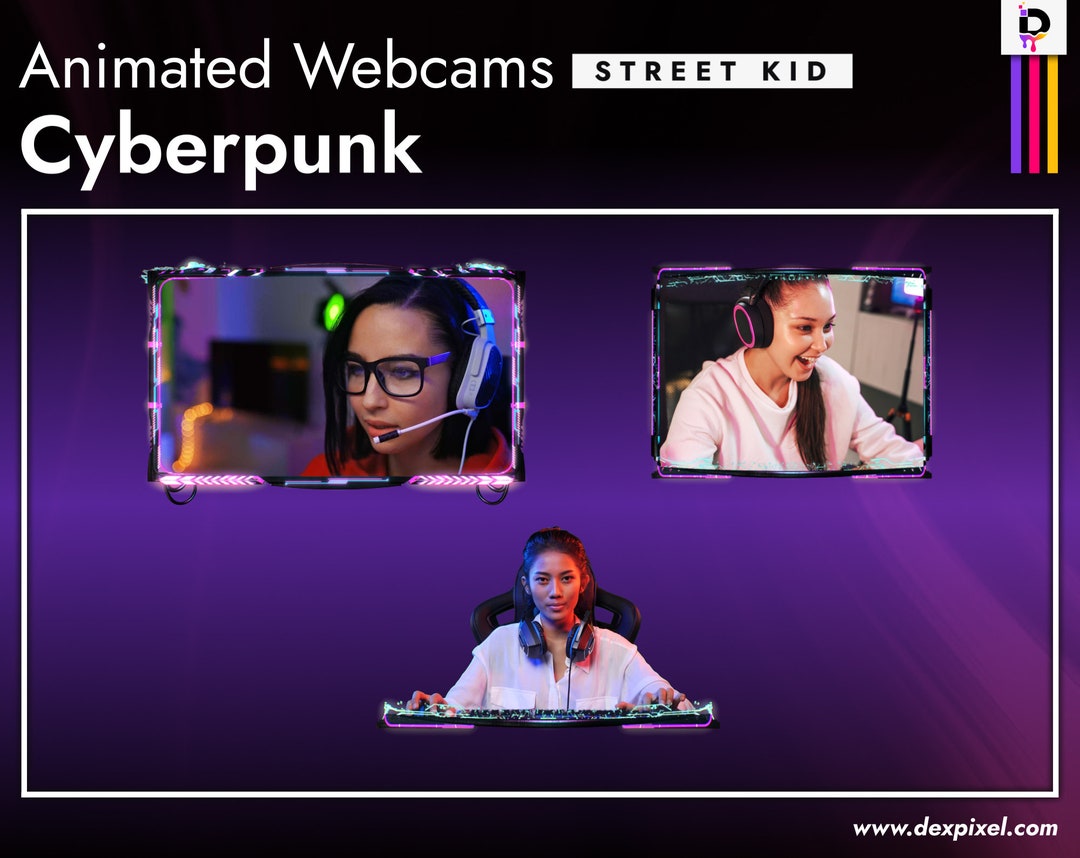 Cyberpunk Purple Animated Stream Webcam. Glitch Stream Came - Etsy