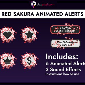Red Sakura Cherry Blossom Animated Stream Alerts. Twitch - Etsy