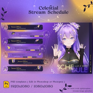 Celestial Stars Stream Schedule | Vtuber Schedule | Magical Weekly Schedule for Streamers | Cute ...