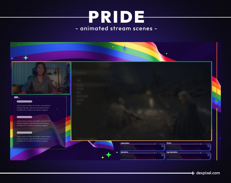 Pride Rainbow Colors Twitch Stream Scenes | Twitch Animated Overlays ...