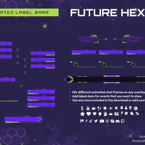 Purple Green Futuristic Hexagonal Animated Stream Pack | Hex Glitch ...