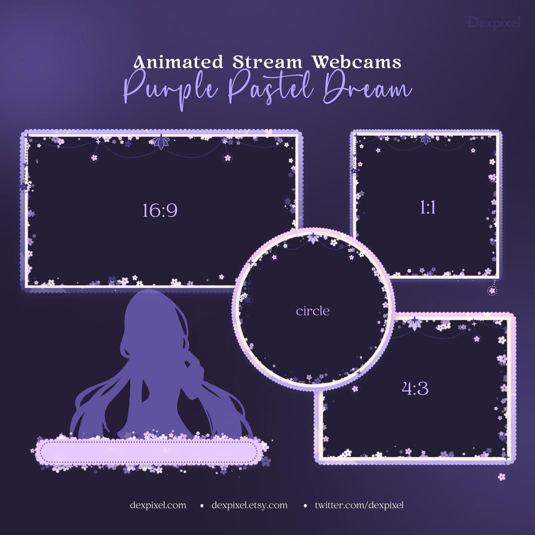 Purple Pastel Dream Webcam Frame | Cute Flowers Gaming Overlays ...