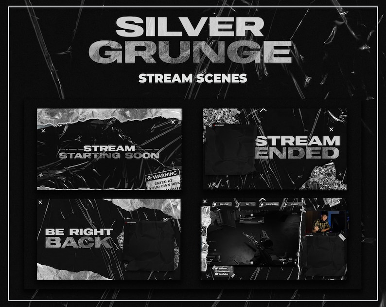 Silver Grunge Stream Livestream Package Twitch Streaming | Etsy