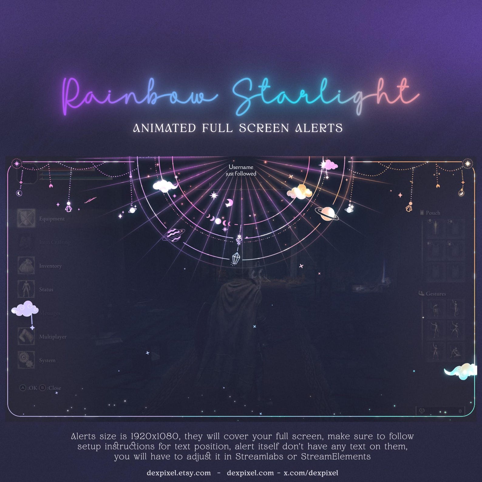 Rainbow Starlight Animated Stream Alerts | Elegant Celestial Stream ...