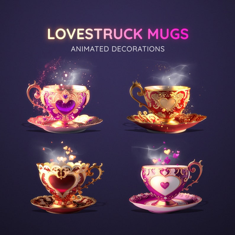 Animated Lovestruck Tea Cups: Valentine's Vtuber Stream Decoration - Etsy