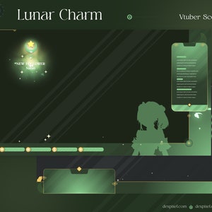 Green Lunar Vtuber Stream Pack | Animated Overlays, Alerts - Etsy